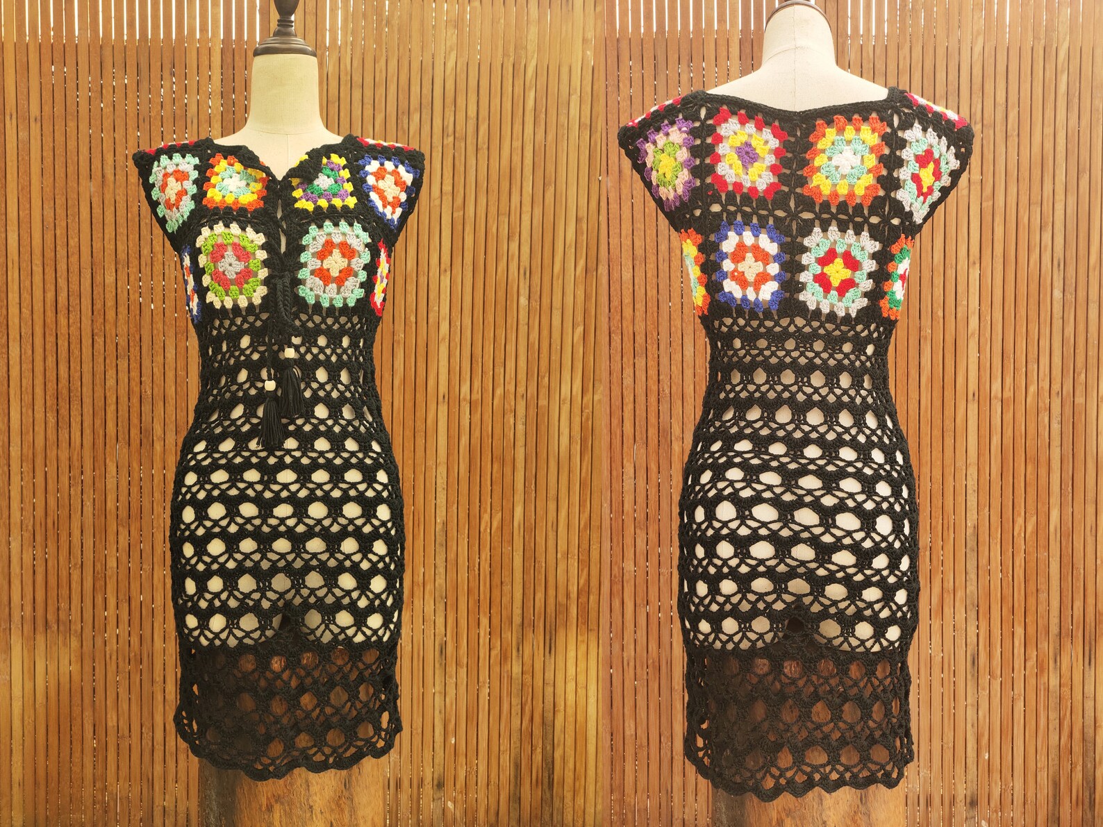 Boho Crochet Dress Summer Women Beach Cover up Tie Front - Etsy