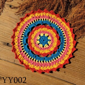 18 PCS Handmade Crochet Doily Mandala Multi Colored Christmas Doilies ...