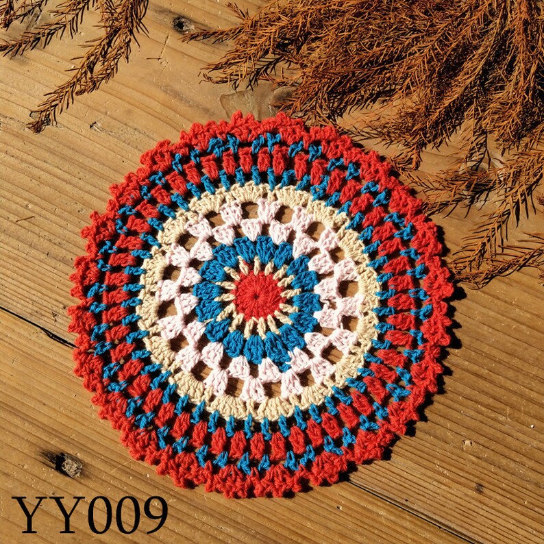 18 PCS Handmade Crochet Doily Mandala Multi Colored Christmas - Etsy
