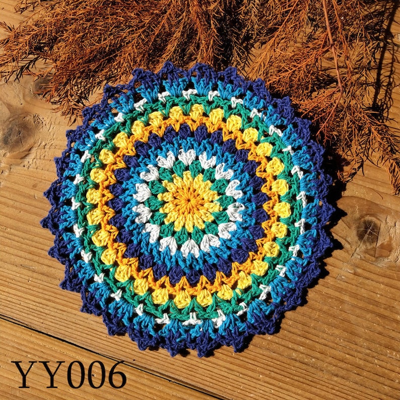 12 PCS Handmade Crochet Doily Beautiful Mandala Multi Colored | Etsy