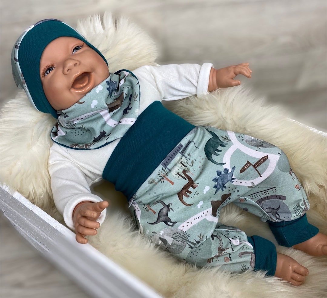Baby Set 56 62 68 74 Trousers, Hat and Triangular Scarf, Initial ...