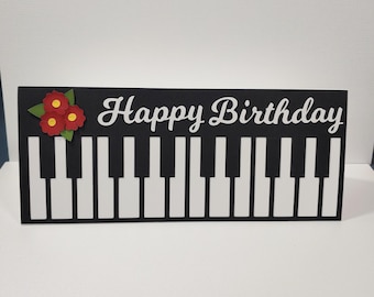 Happy Birthday Grand Piano Keyboard, Sustainable Retro Overprint ...