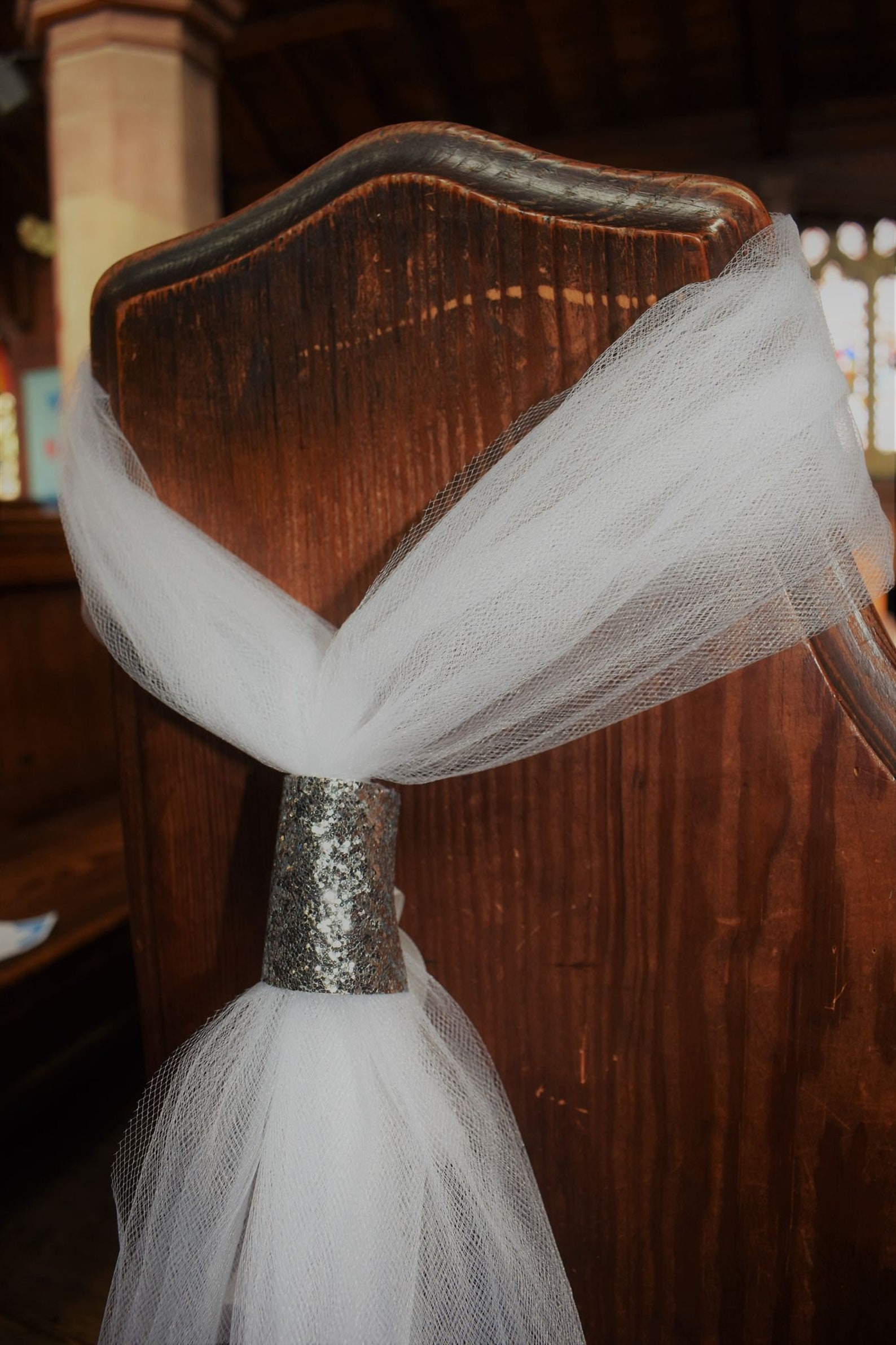 Silver Wedding Church Tulle Pew Ends Decoration - Etsy UK