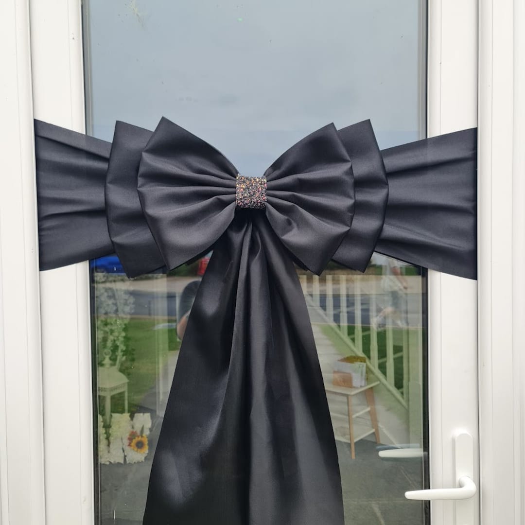 Satin Black Door Bow, Celebration Door Bow, Giant Bow, Christmas Door ...