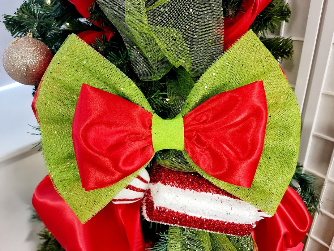 Lime Green and Red Christmas Tree Topper, Christmas Tree Decoration ...