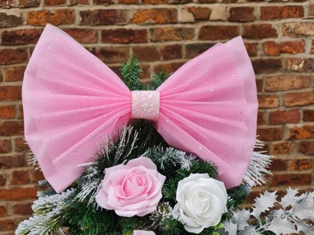 Pink Bow ... Handmade Bow... 40cm Wide .. Christmas Tree Topper ...