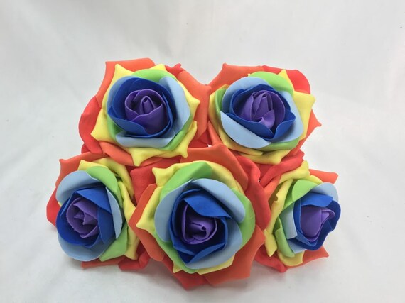 Artificial Rainbow Rose Flower Artificial Flowers Faux - Etsy