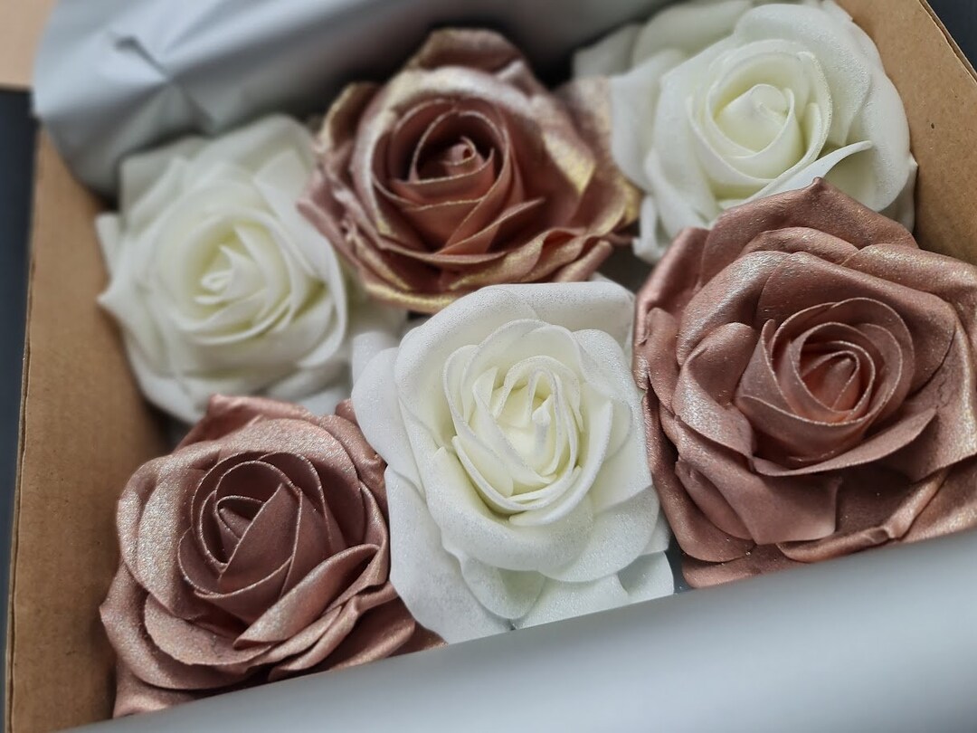 Christmas Rose Cream & Rose Gold Clip Decoration .. Tree Decoration ...