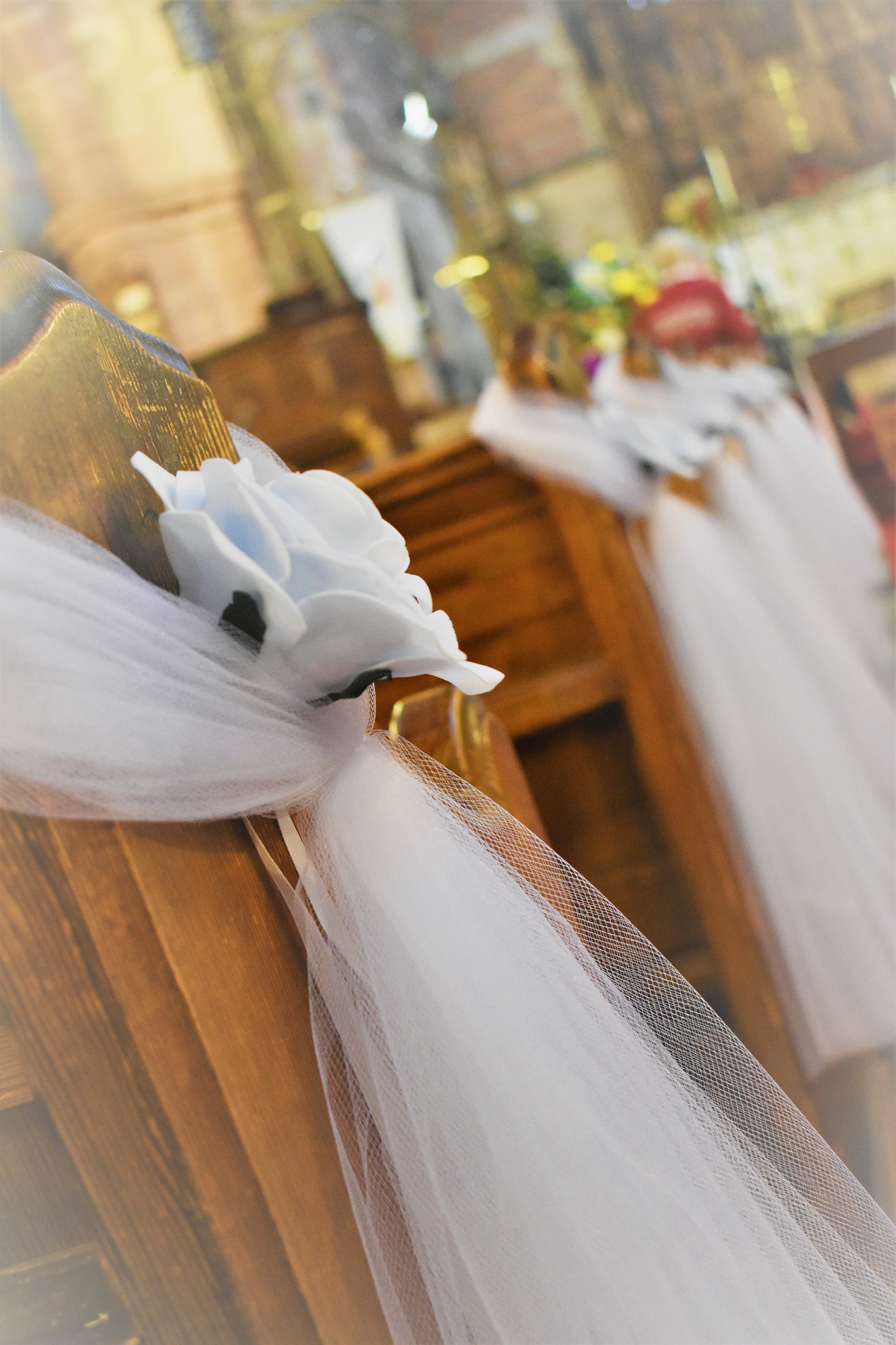 Pale Blue Wedding Church Tulle Pew Ends Decoration Flower - Etsy