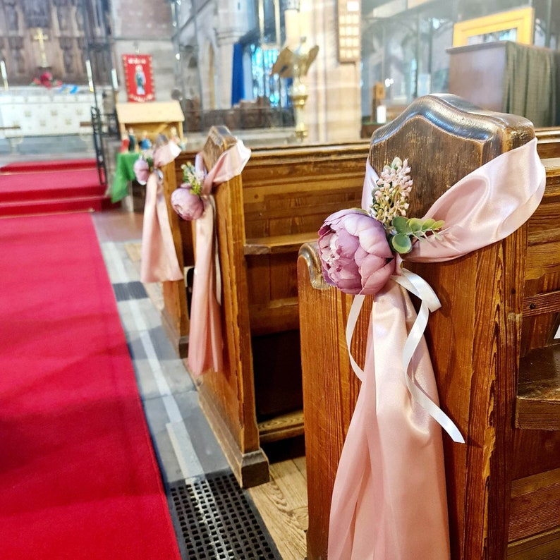 Vintage Plum Rose Gold Satin Wedding Church Tulle Pew Ends - Etsy