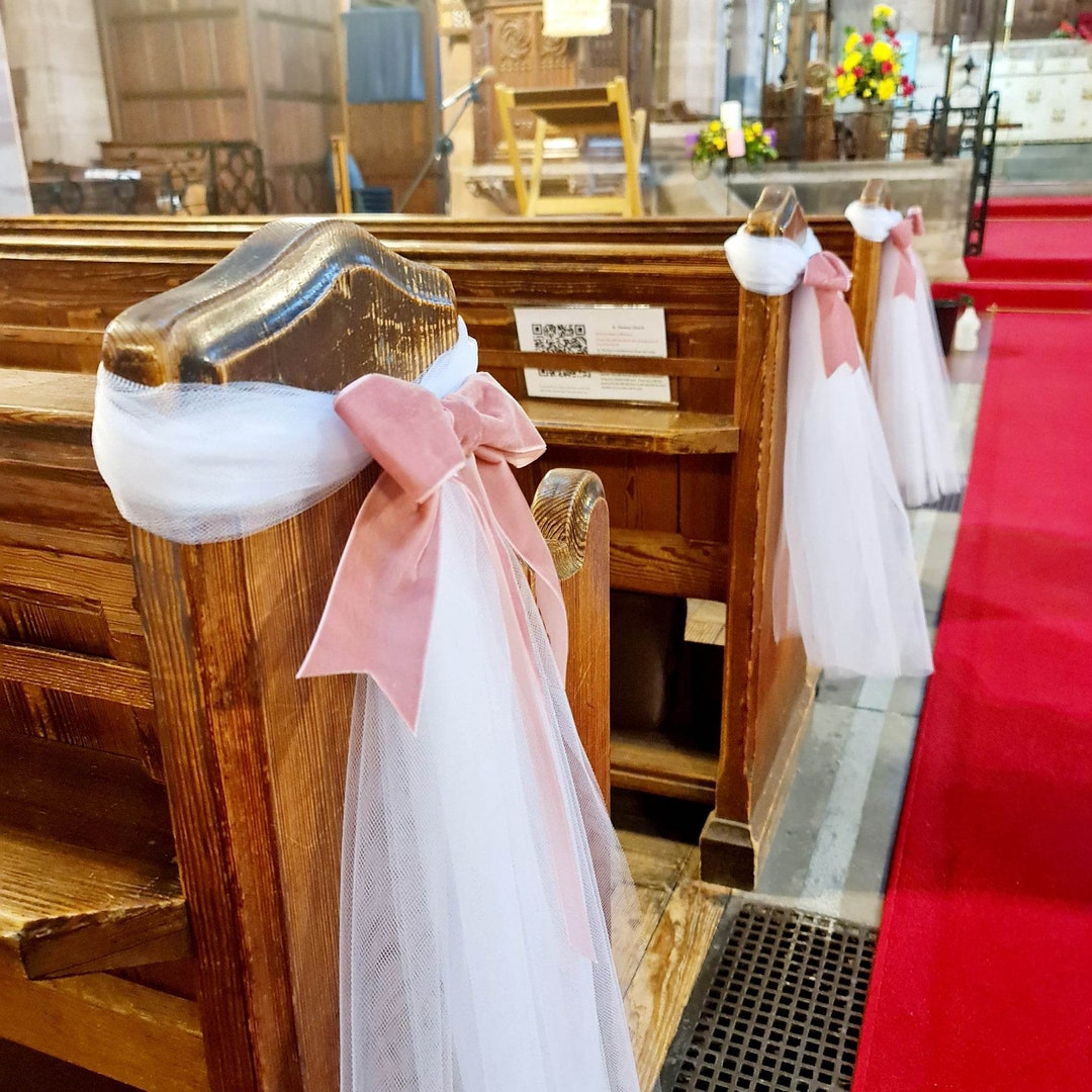 10 X Wedding Church Dressing ~voile Pew Ends Decoration~ Pew Ends ...