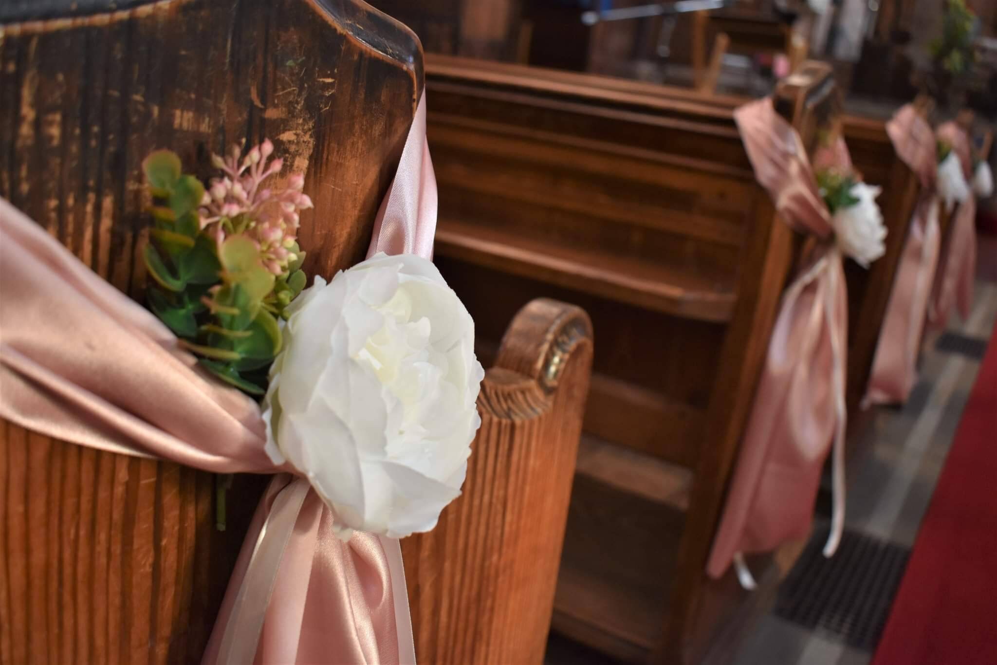 Blush Pink Rose Gold Satin Wedding Church Tulle Pew Ends Chair - Etsy