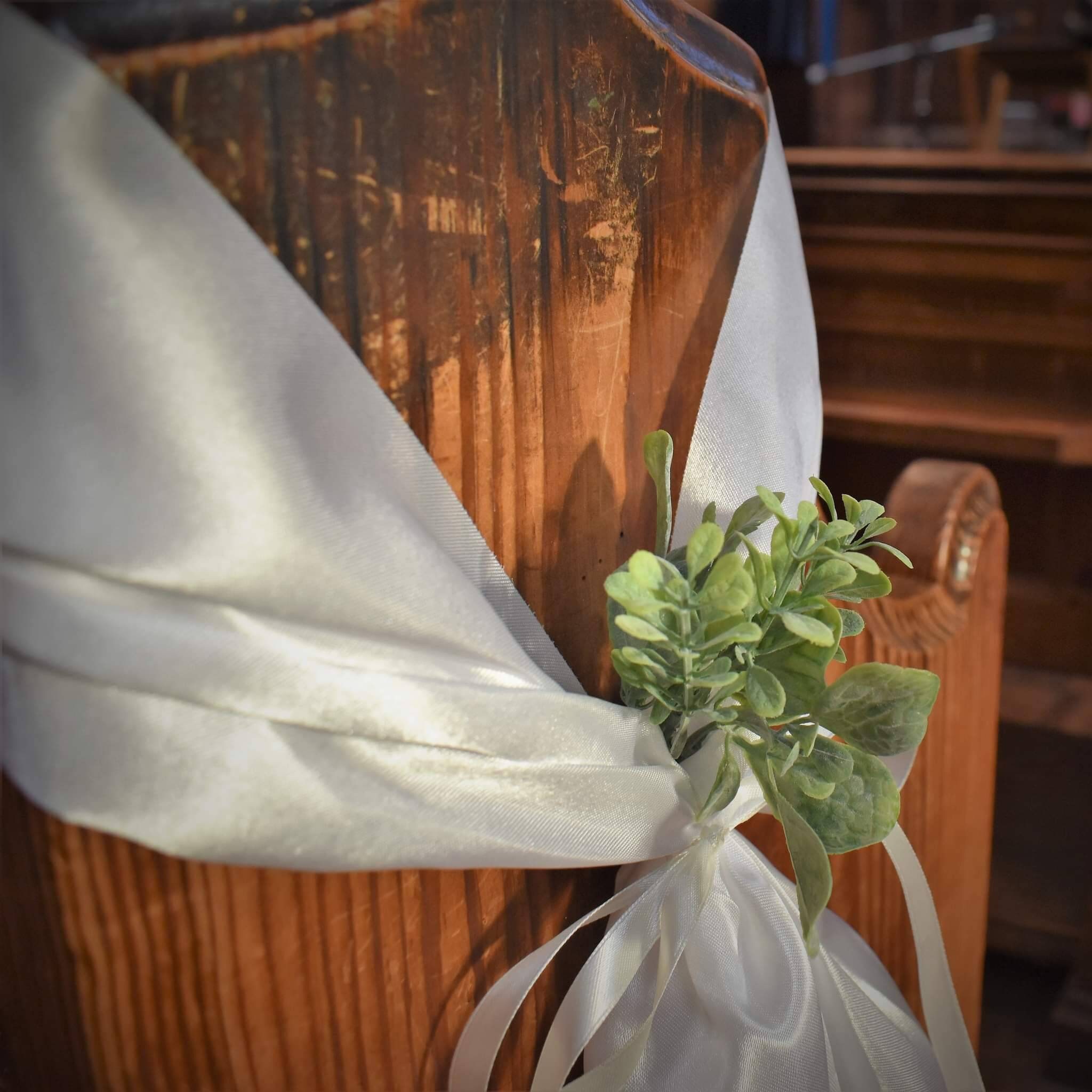 White Satin Wedding Church Tulle Pew Ends Decoration Peony - Etsy UK