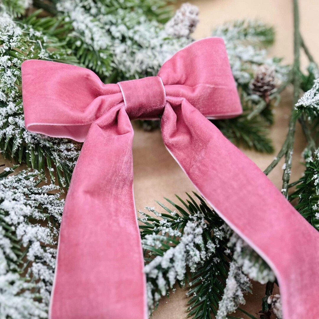 Dusky Pink Velvet Bow, Christmas Tree Bows, Hair Bow , Wedding Bow ...