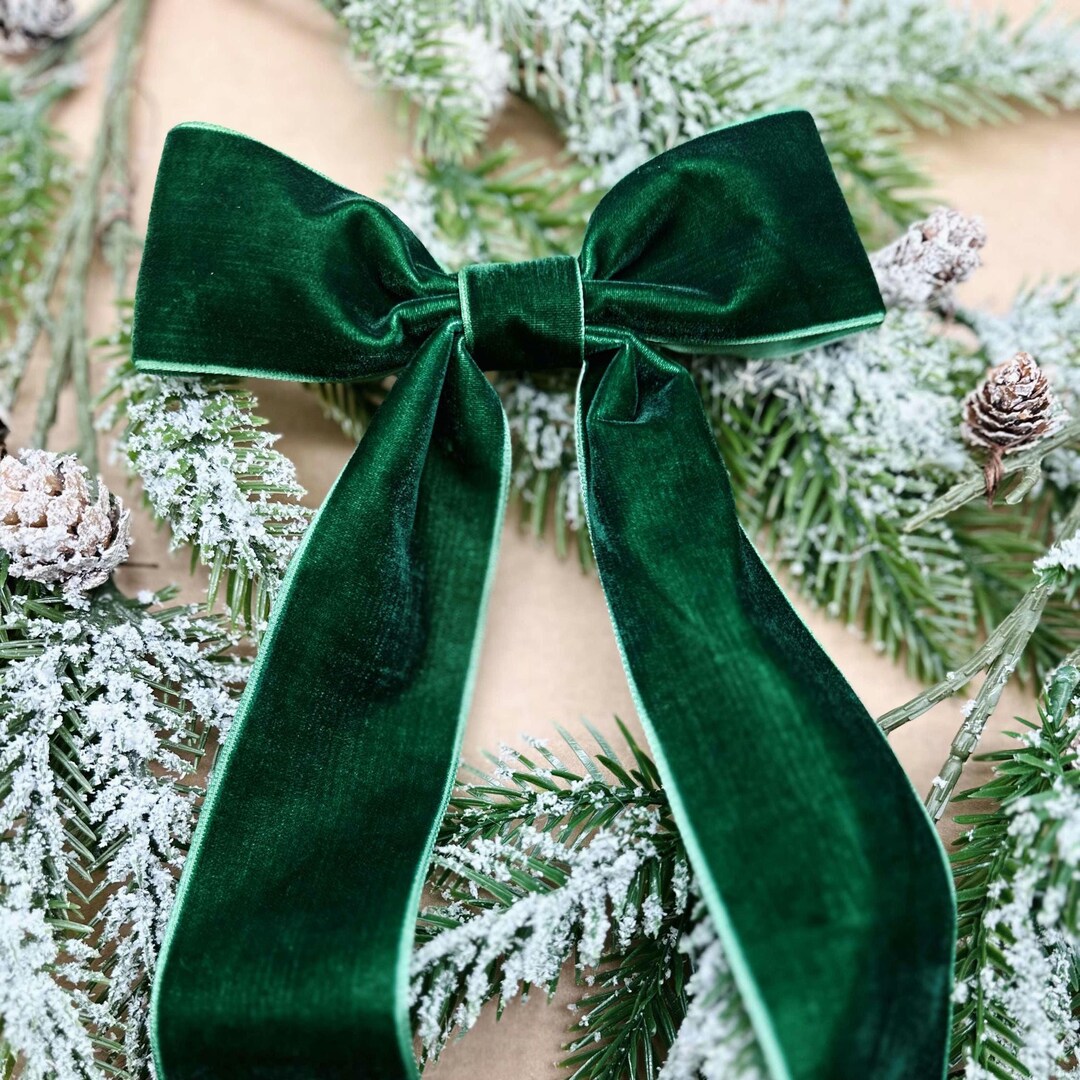 Forest Green Velvet Bow, Christmas Tree Bows, Hair Bow , Wedding Bow ...