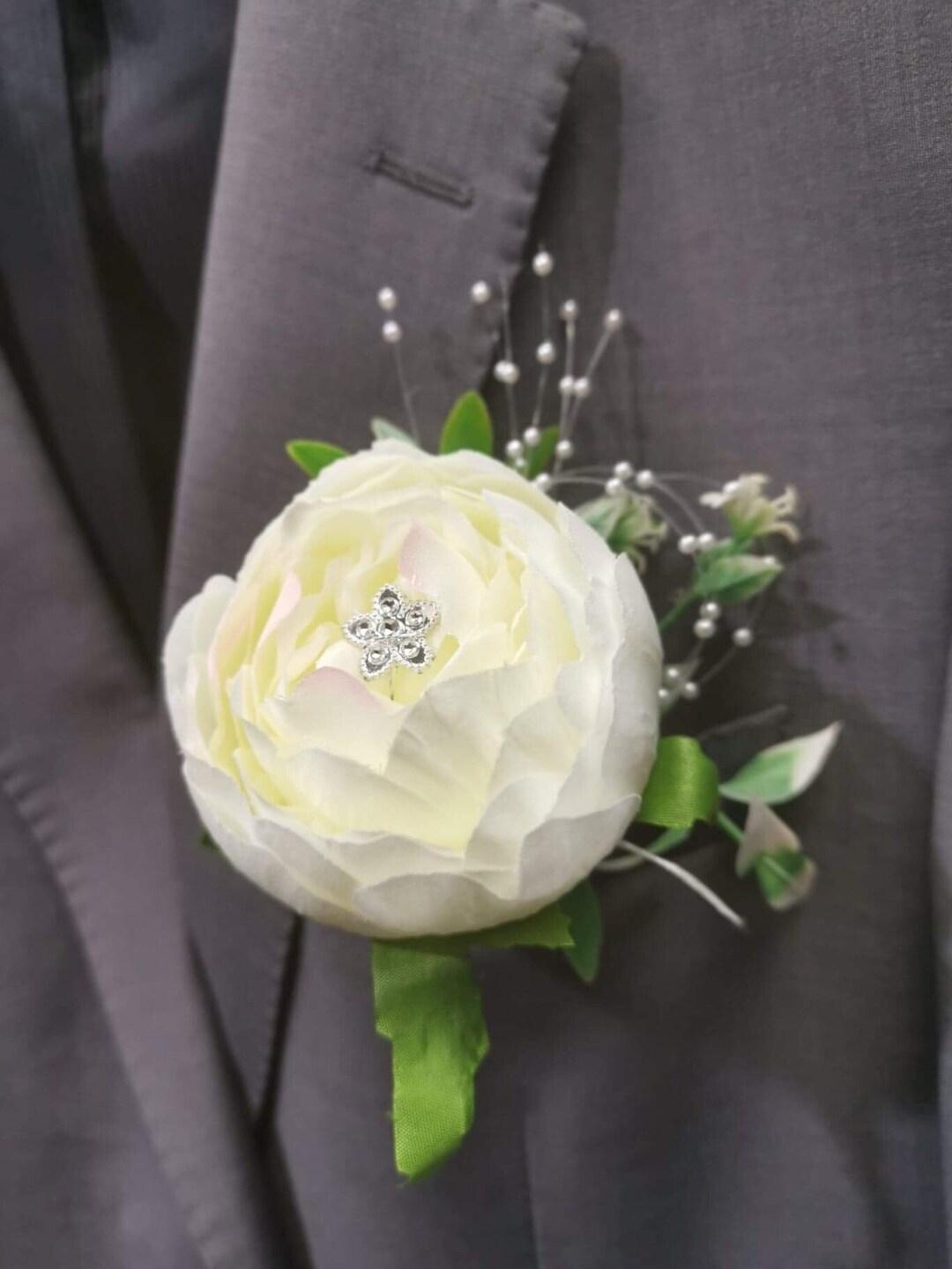 Ivory Peony Ladies Gents Buttonhole - Etsy UK