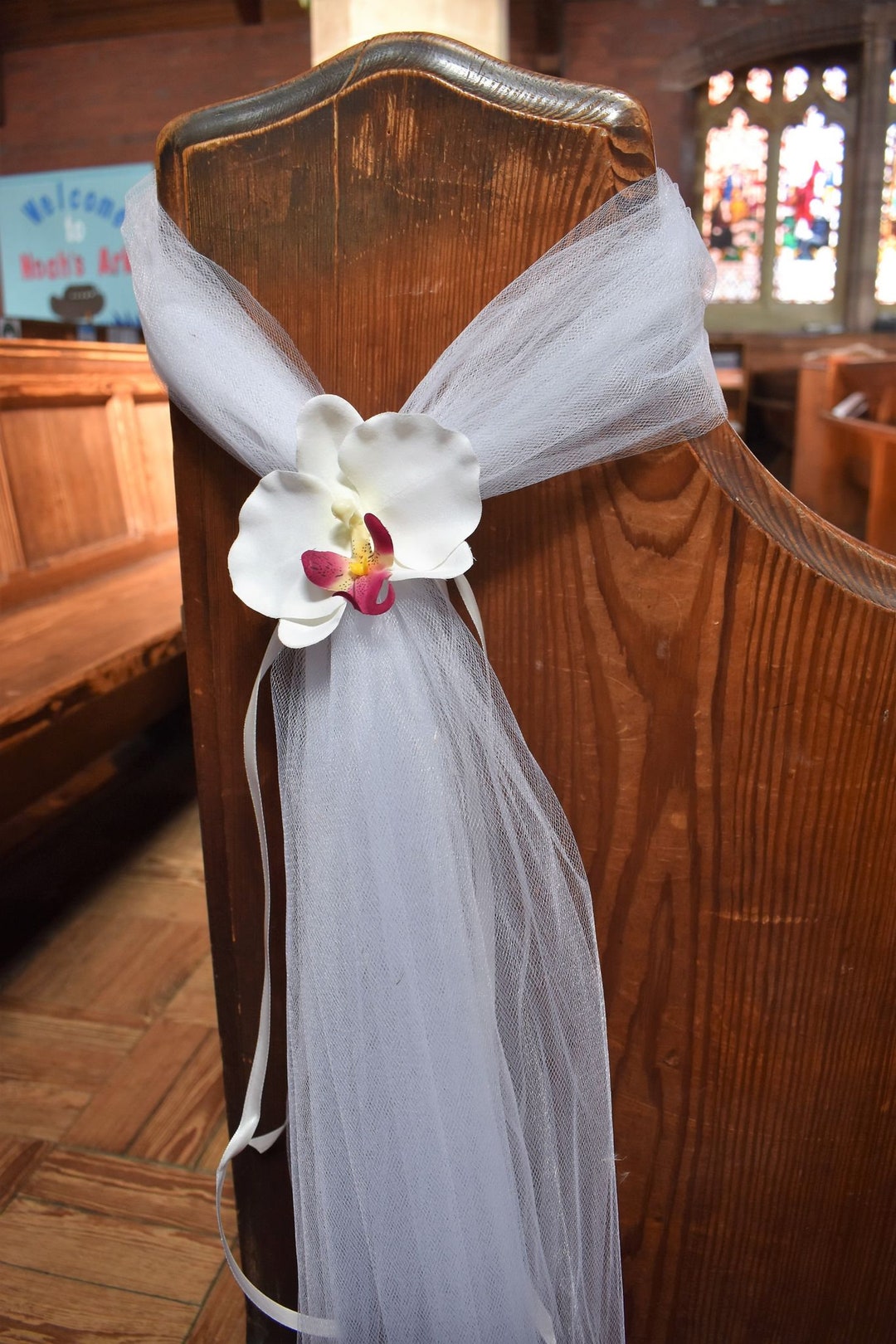 Orchid Wedding Church Tulle Pew Ends Decoration Flowers - Etsy