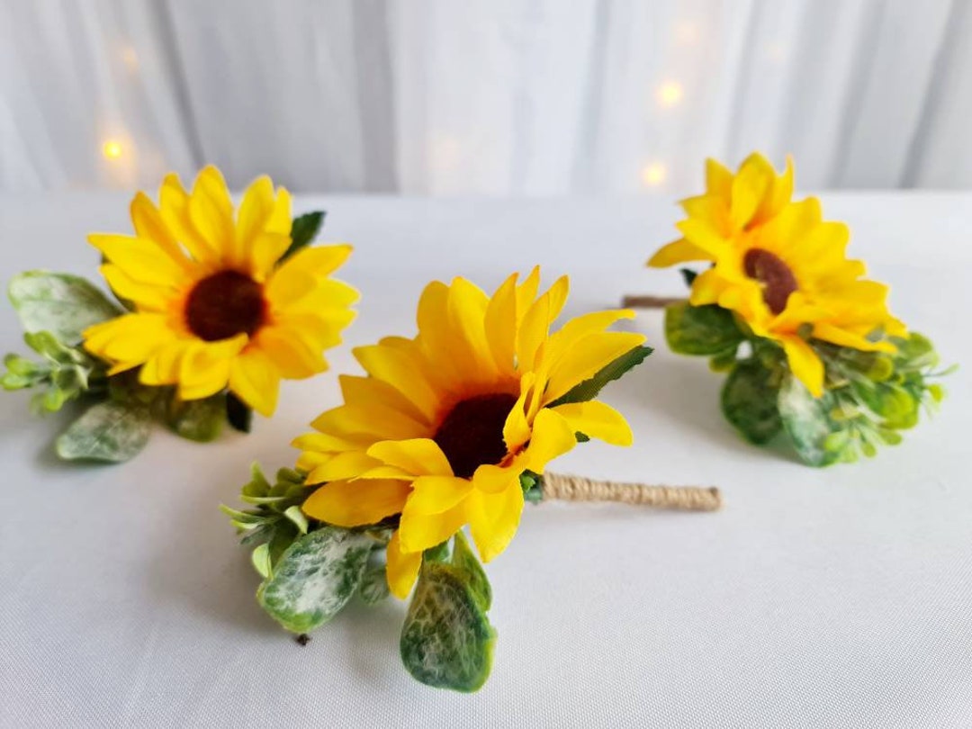 Sunflower Buttonhole Flower, Buttonholes Wedding, Groom , Vintage ...