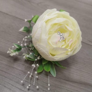 Ivory Peony Ladies Gents Buttonhole - Etsy UK