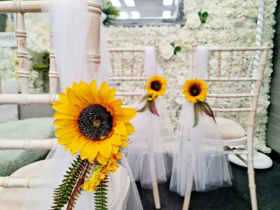 Sunflower Chair Sash, Wedding Church Pew End, for Wedding Decor Chair ...