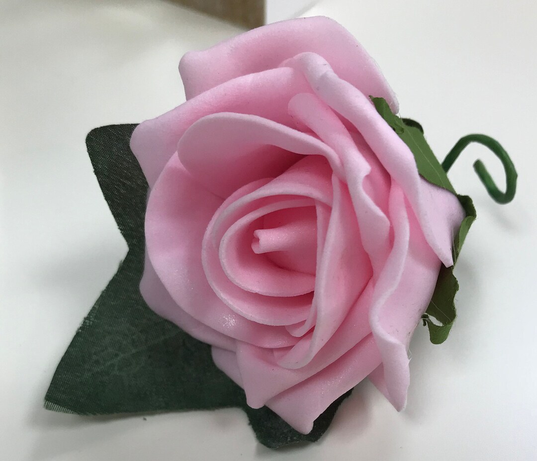 Pink Foam Rose Buttonhole . Flower. Pin . Wedding . Boutonniere - Etsy