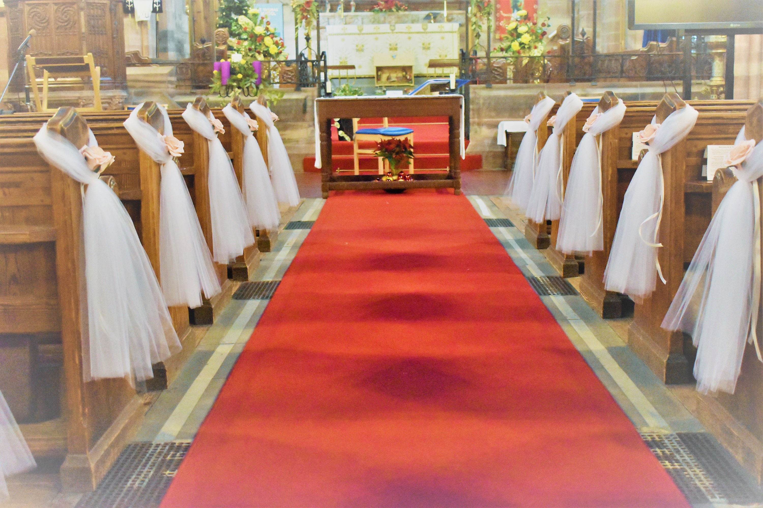 Pale Blue Wedding Church Tulle Pew Ends Decoration Flower - Etsy