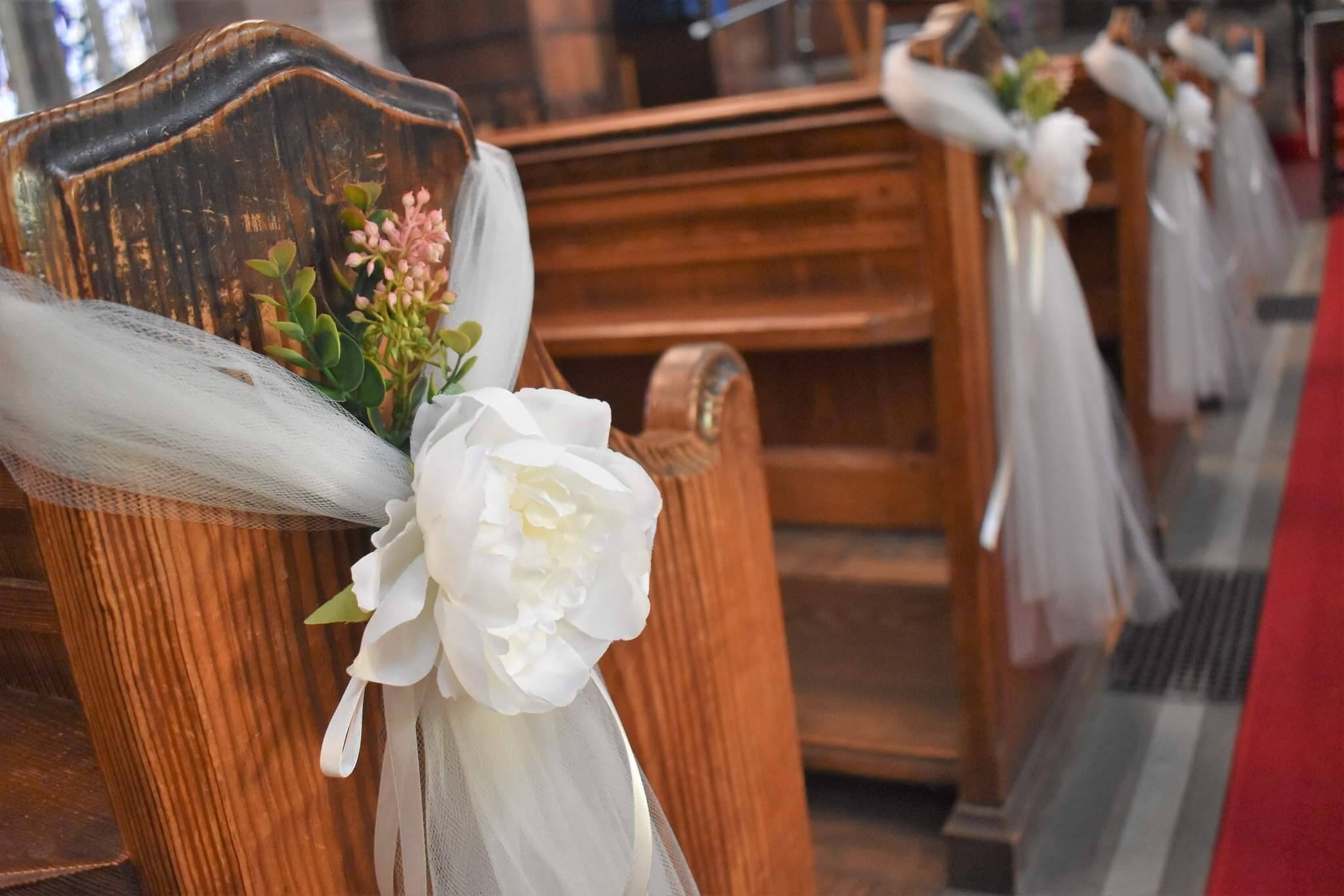 Tulle Wedding Church Tulle Pew Ends Decoration Peony Flower - Etsy
