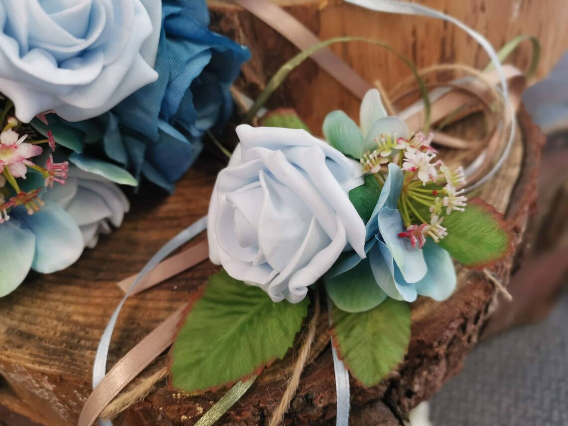 Blue Wedding Flowers Package Boho Bridal Bouquet Forever - Etsy UK