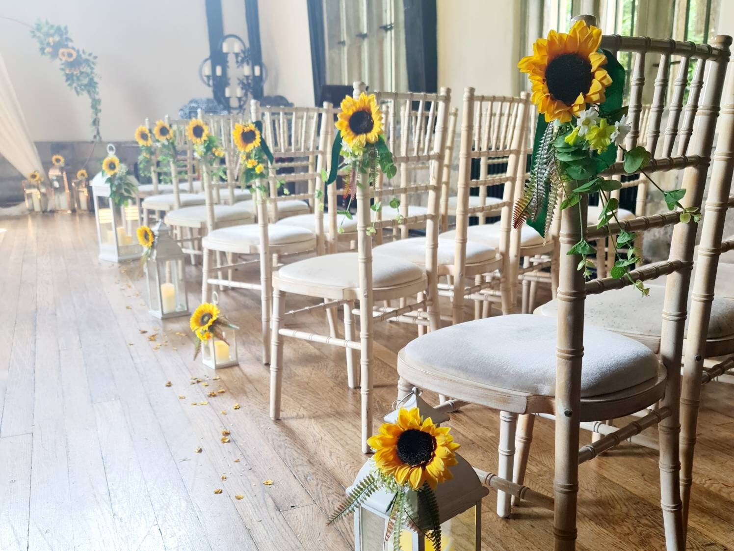 Sunflower Aisle Markers With Satin Ribbon Aisle Decoration - Etsy UK