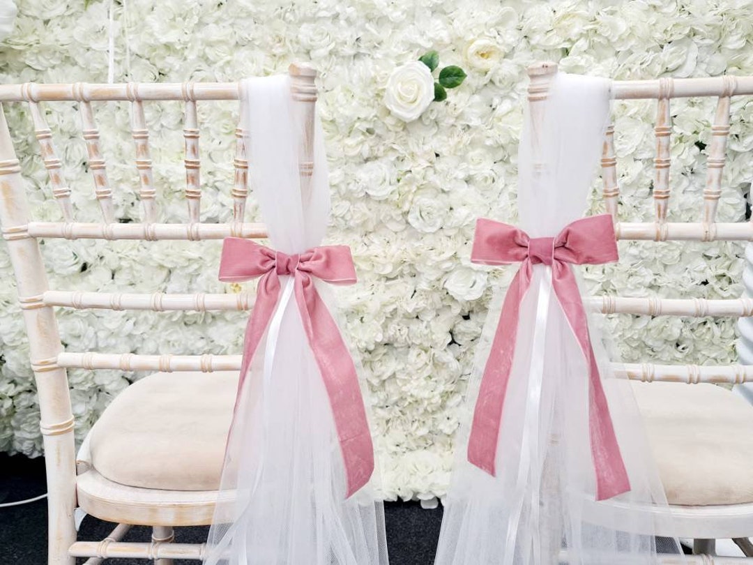 Pink Bow Chair Sash, Wedding Church Pew End, for Wedding Decor Chair ...