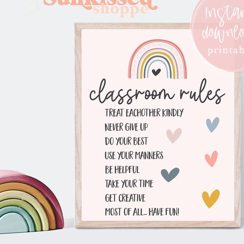 BOHO Classroom Rules Poster - Etsy