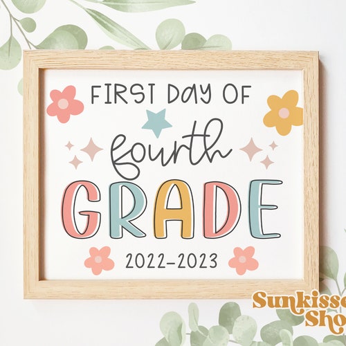 First Day of Fourth Grade Sign First Day of School Printable - Etsy