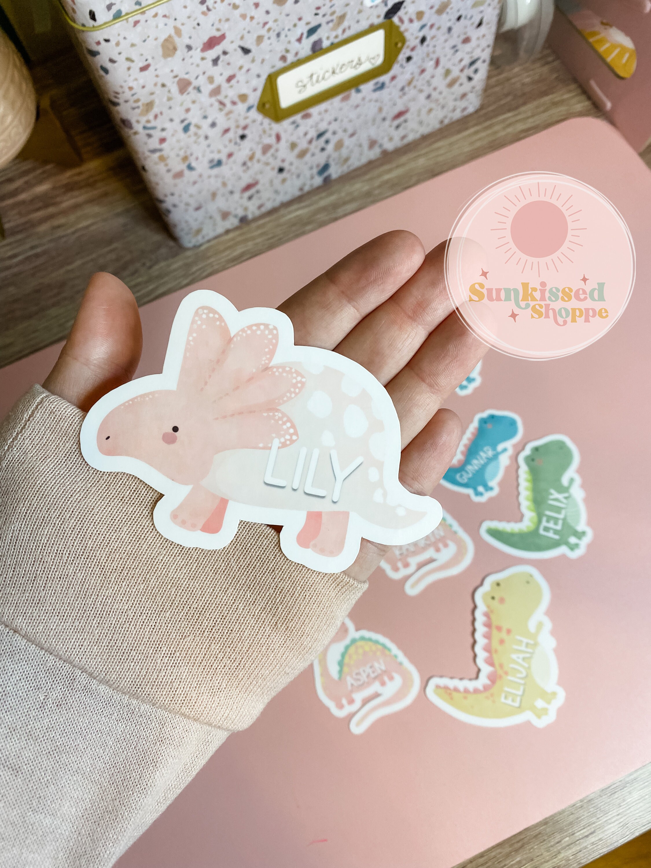 Custom Name Sticker Dinosaur Sticker Dino Kids Water Bottle - Etsy