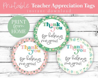 Teacher Appreciation Printable Tag Printable Thank You for - Etsy