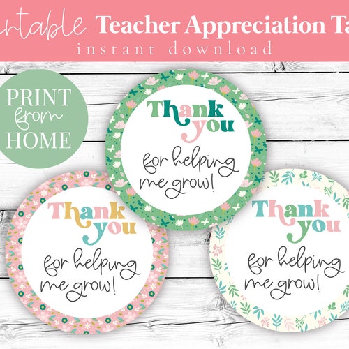 Thank You for Helping Me Bloom Tag for Teachers Appreciation - Etsy
