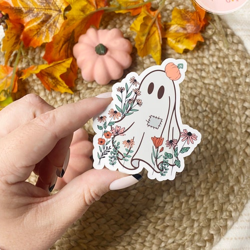 Ghost Sticker Floral Ghost Sticker Cute Spooky Halloween - Etsy