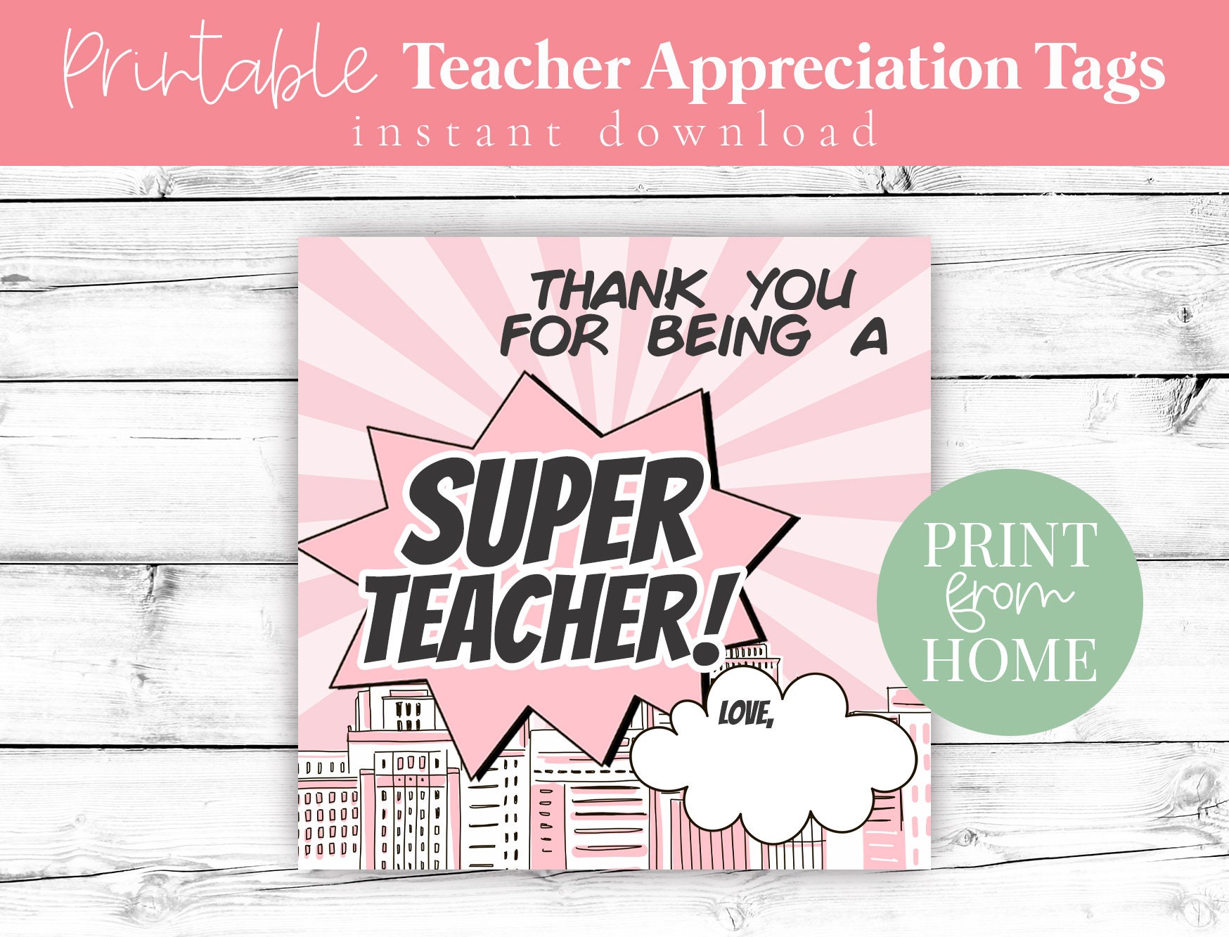 Printable thank you gift tag for teacher appreciation Thanks for being ...