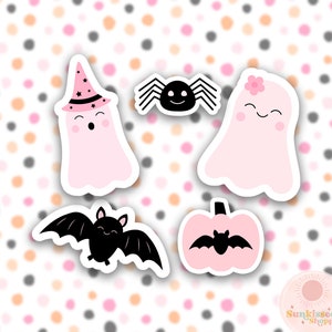Pink Halloween Sticker Pack, Spooky Cute Sticker Pack, Pastel Halloween ...