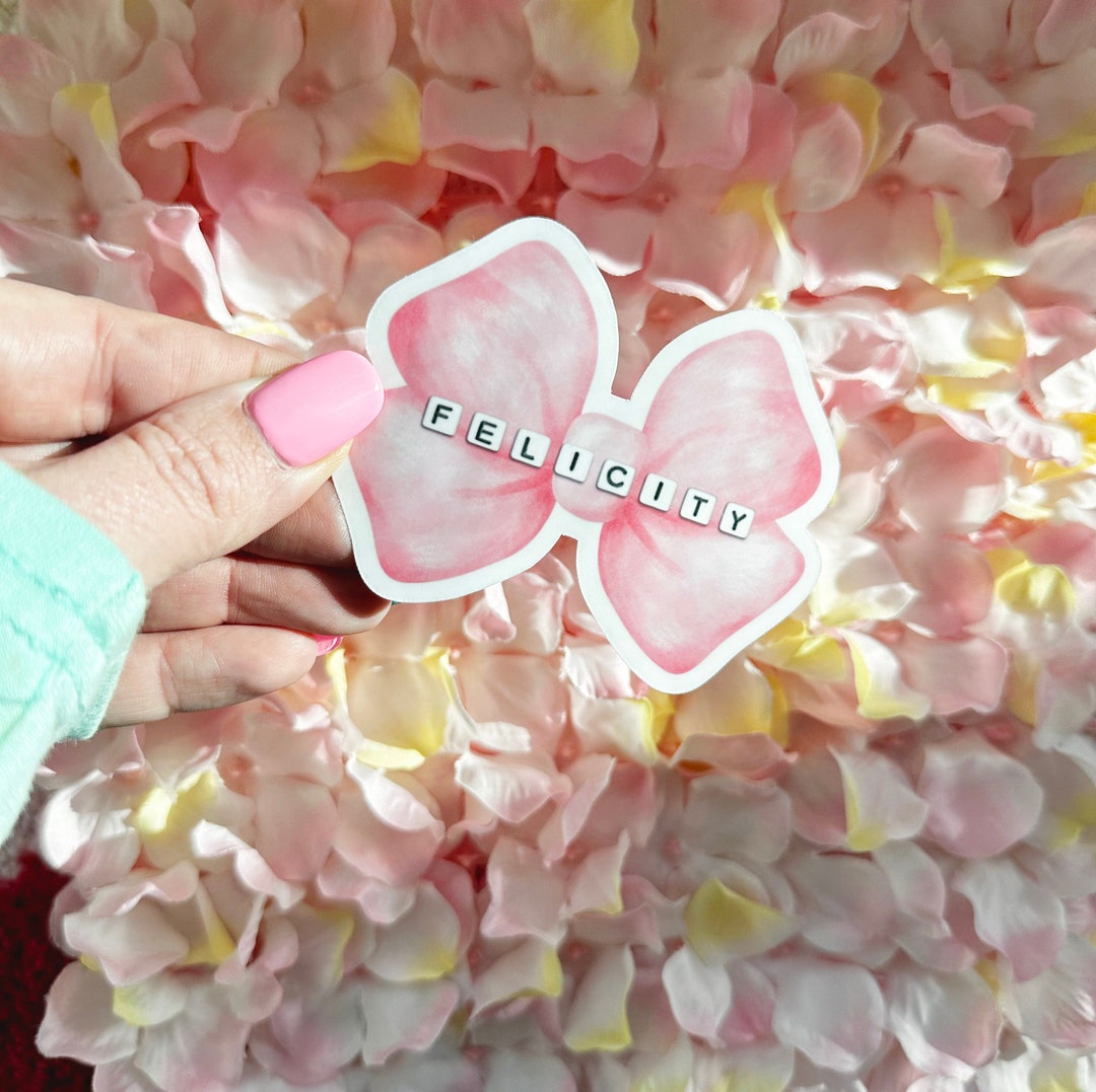 Pink Bow Name Sticker, Custom Personalized Name Sticker, Coquette ...
