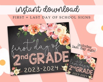 First Day of Second Grade Sign, Back to School Sign, 2nd Grade School ...