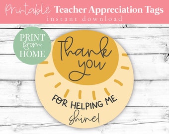 Teacher Appreciation Printable Tag Printable Thank You for - Etsy