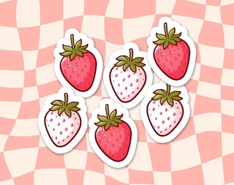 Mini Strawberry Sticker Pack, Cute Strawberry Phone Stickers, Laptop ...