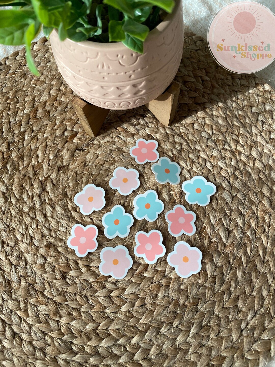Mini Boho Flower Sticker Pack, Retro Flower Stickers, Boho Stickers ...