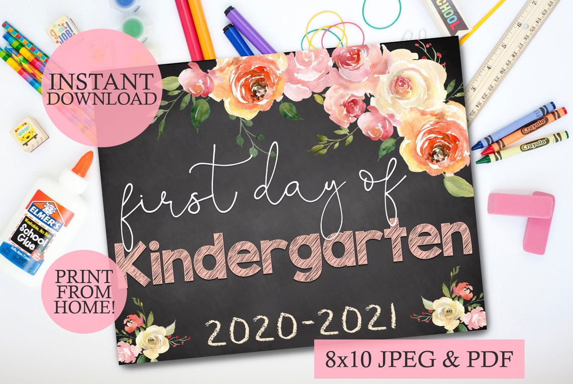First Day of Kindergarten sign Printable First Day of School | Etsy