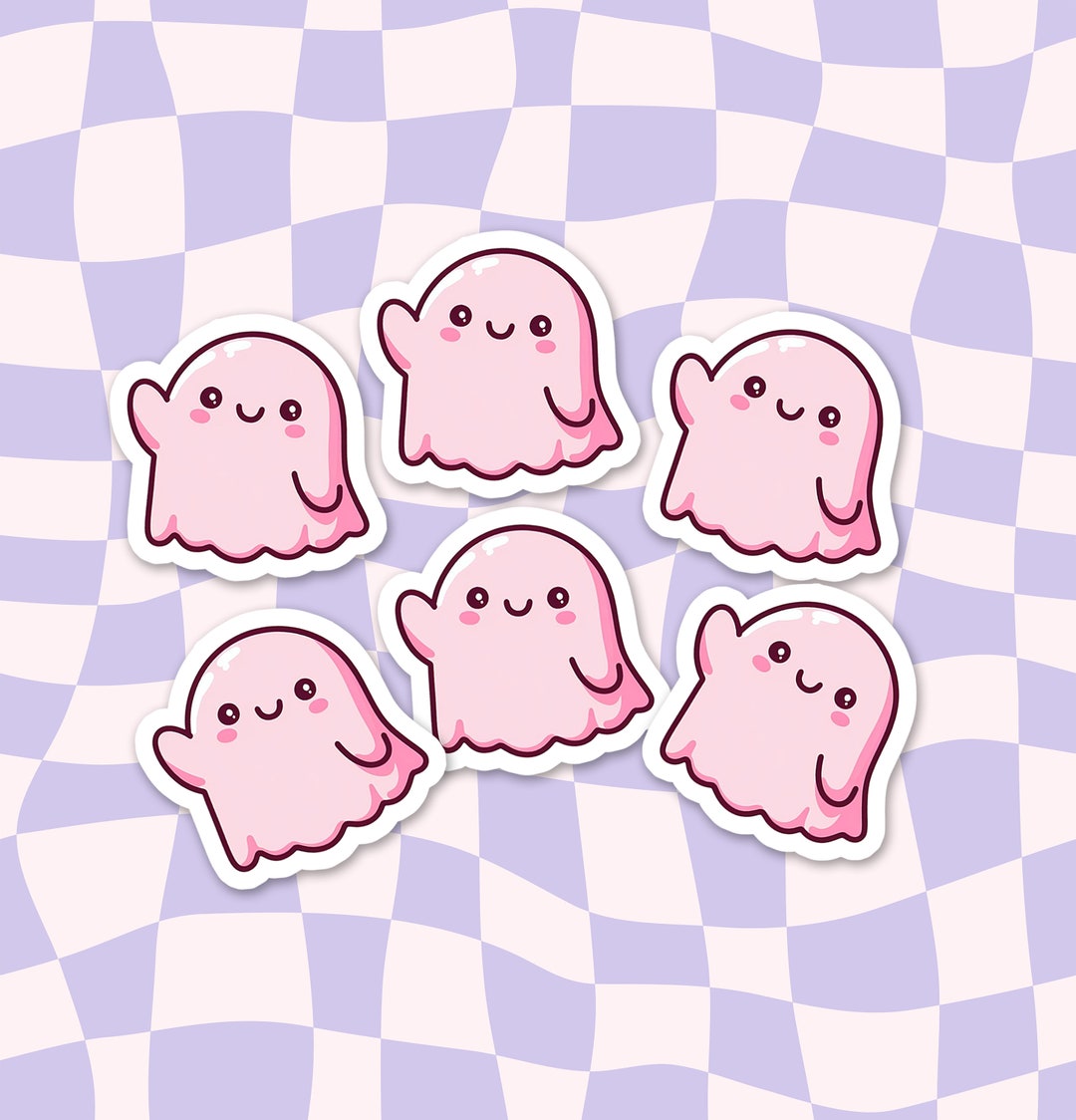 Mini Pink Ghosts Sticker Pack, Set of 6, Pastel Halloween, Trendy Cute ...