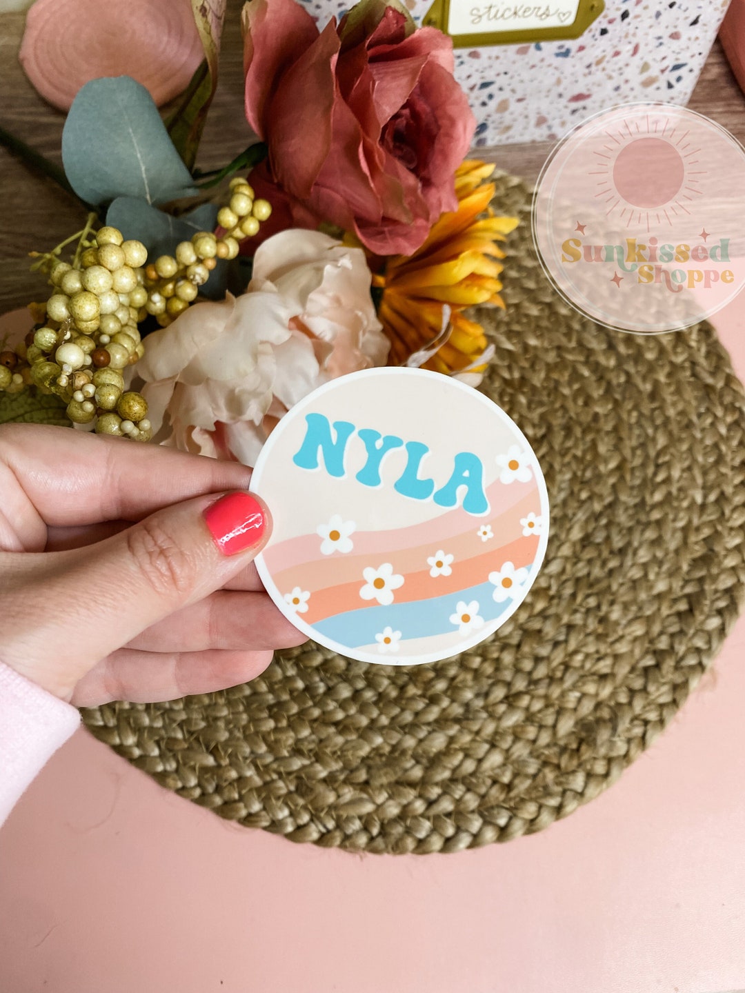 Rainbow Name Sticker, Custom Name Sticker, Water Bottle Sticker ...