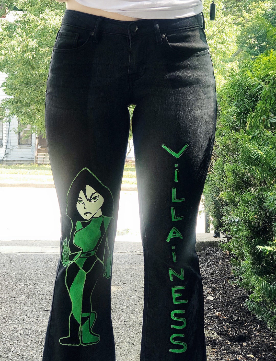 SHEGO Hand Painted Womens Cropped Distressed Jeans - Etsy.de