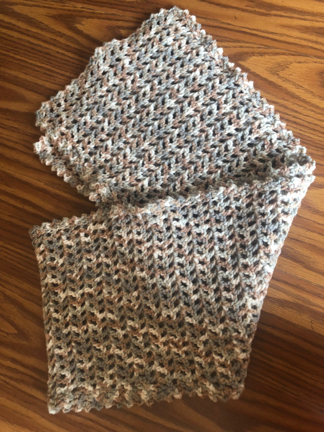 Neutral Open Weave Crochet Scarf - Etsy