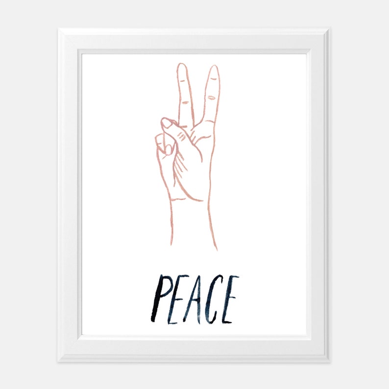 Peace- American Sign Language Minimalist Line Art | Sign Language ...