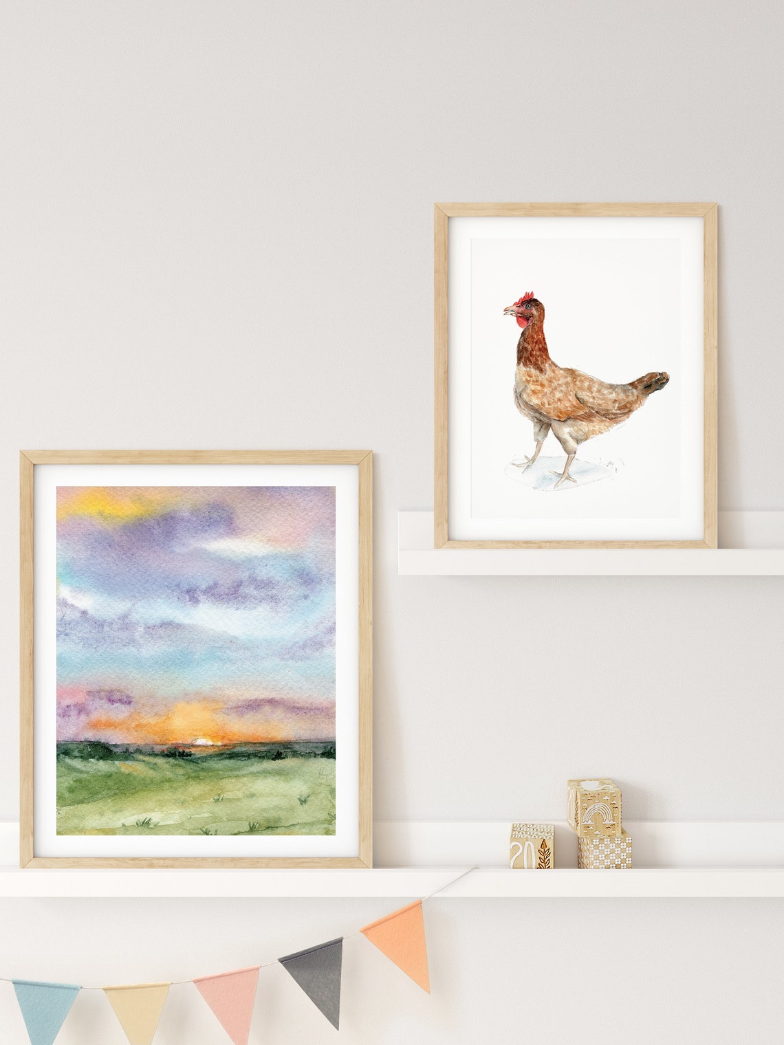 Watercolor Chicken Art Print Farmhouse Wall Art Minimalist - Etsy